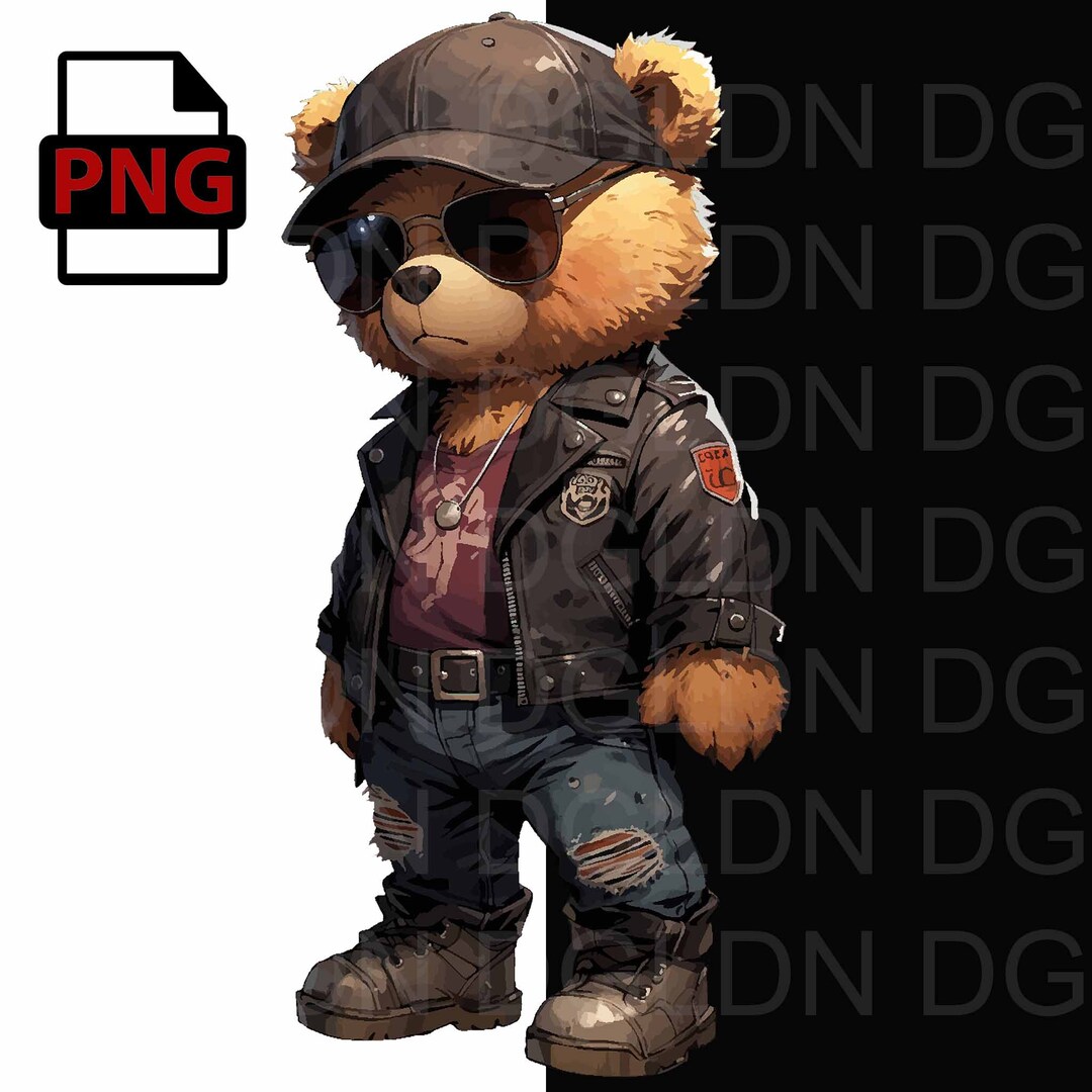 Biker Teddy Bear Art Print | Cool Bear Poster | Motorcycle Lover Gift ...