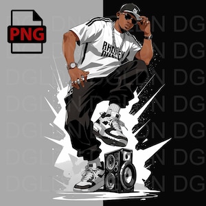 Hip Hop Art PNG Iconic Rapper Illustration Digital PNG Download Urban ...