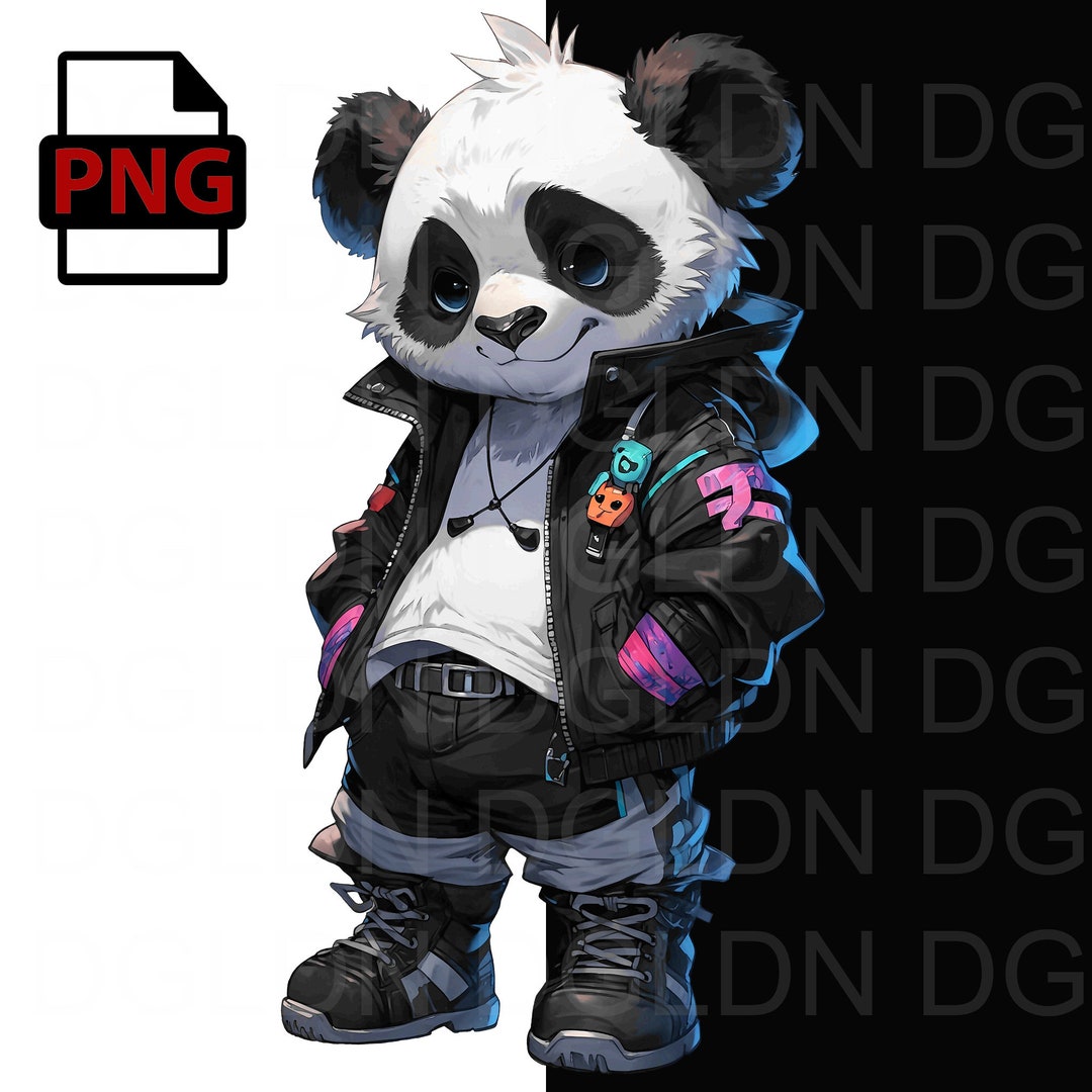 Panda Bear DTF PNG Hipster Panda Digital Art Urban Style Panda Graphic ...