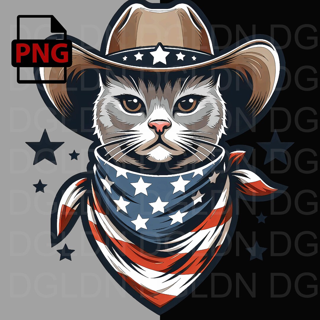 Cowboy Cat SVG | Patriotic Cat With Stars and Stripes Bandana | Digital ...