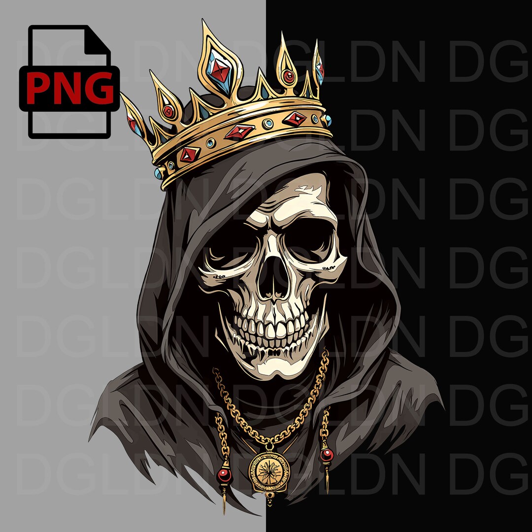 Royal Skull King PNG – Dark Gothic Skull With Crown Art for T-shirts ...