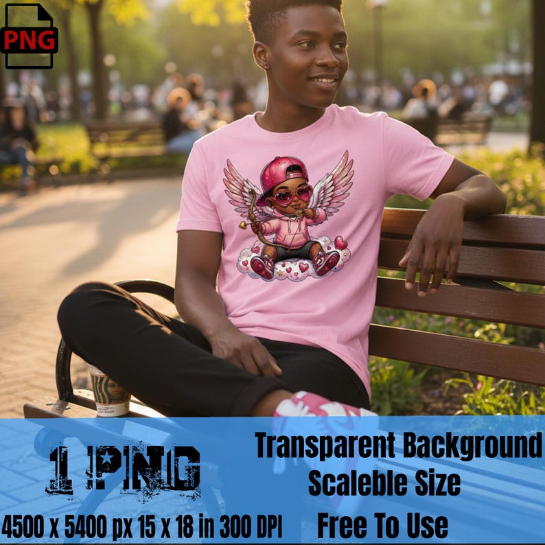 Black Toddler Cupid PNG Bundle | Urban Valentine Clipart | Streetwear ...