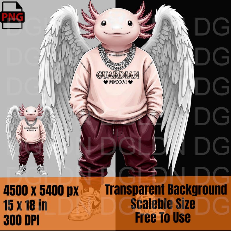 Valentine Axolotl Angel PNG — Kawaii Winged Axolotl Clipart for Shirts ...