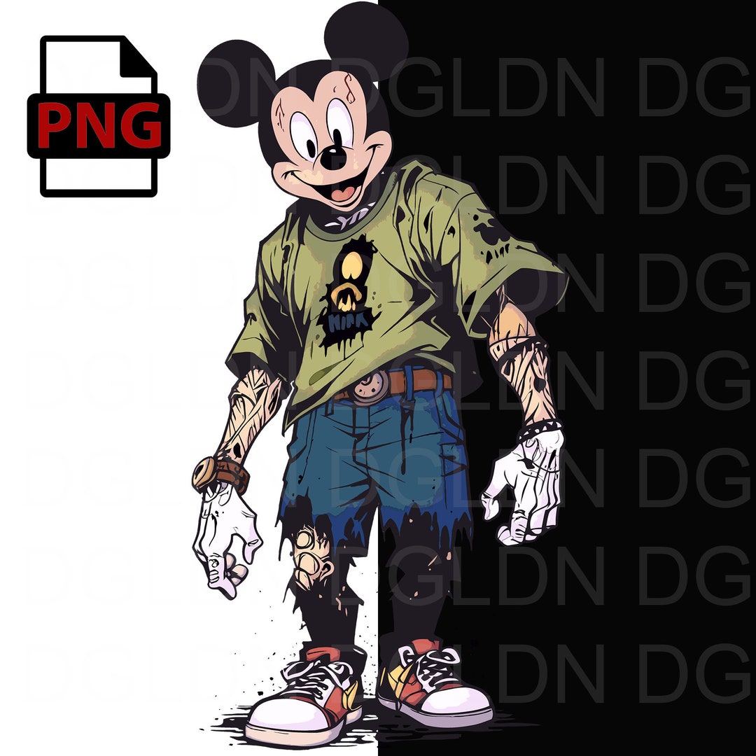 Distressed Mickey Anime PNG Digital Art | Grunge Anime Cartoon ...