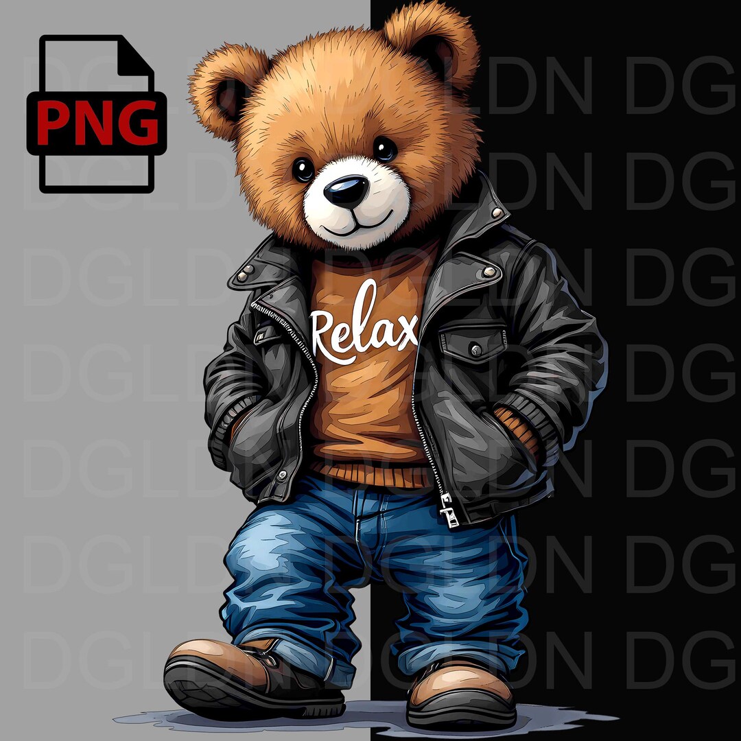 Cool Relax Teddy Bear PNG | Digital Download Clipart for Sublimation, T ...