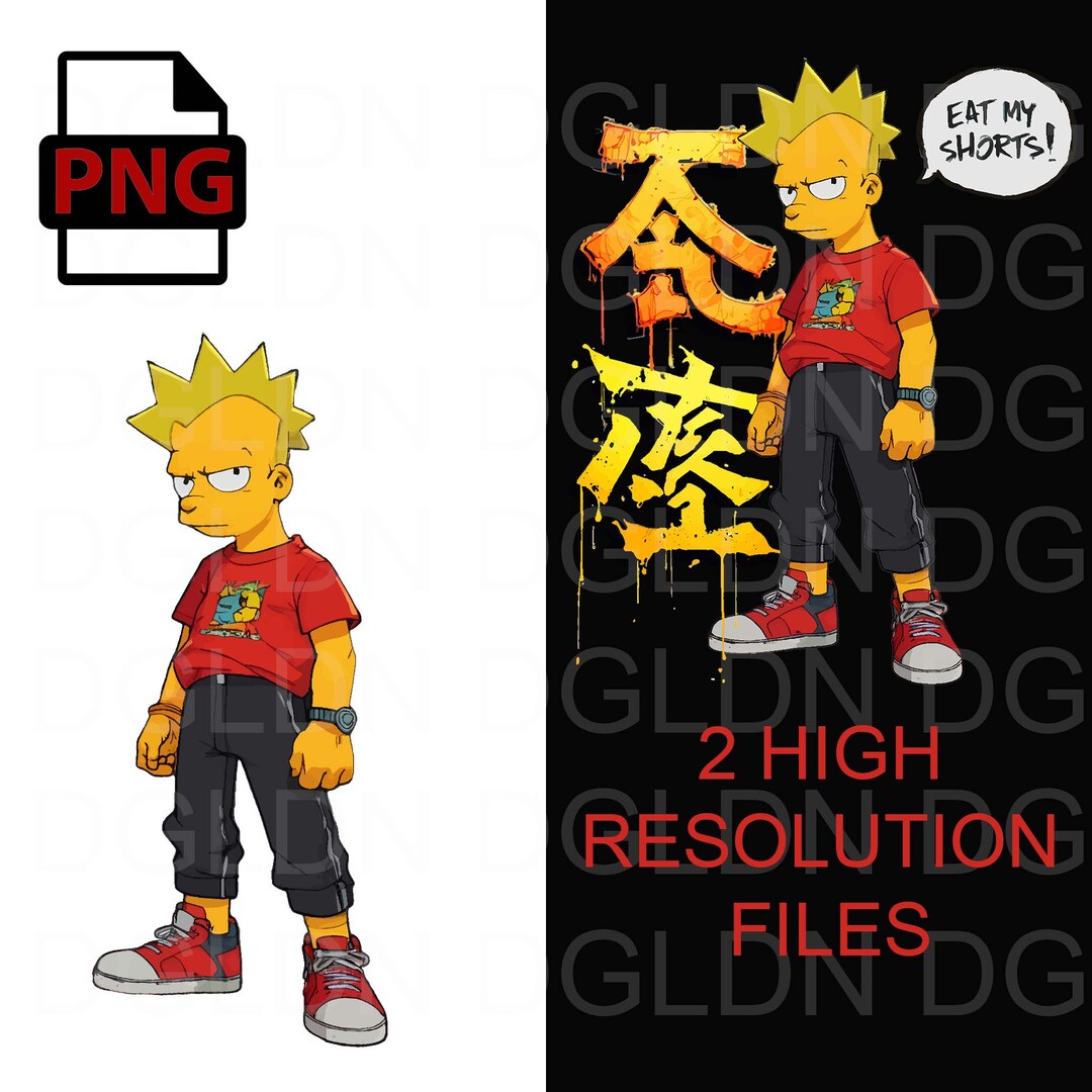 Bart Simpson T-shirt PNG | Trendy Cartoon Clipart for Custom Apparel ...