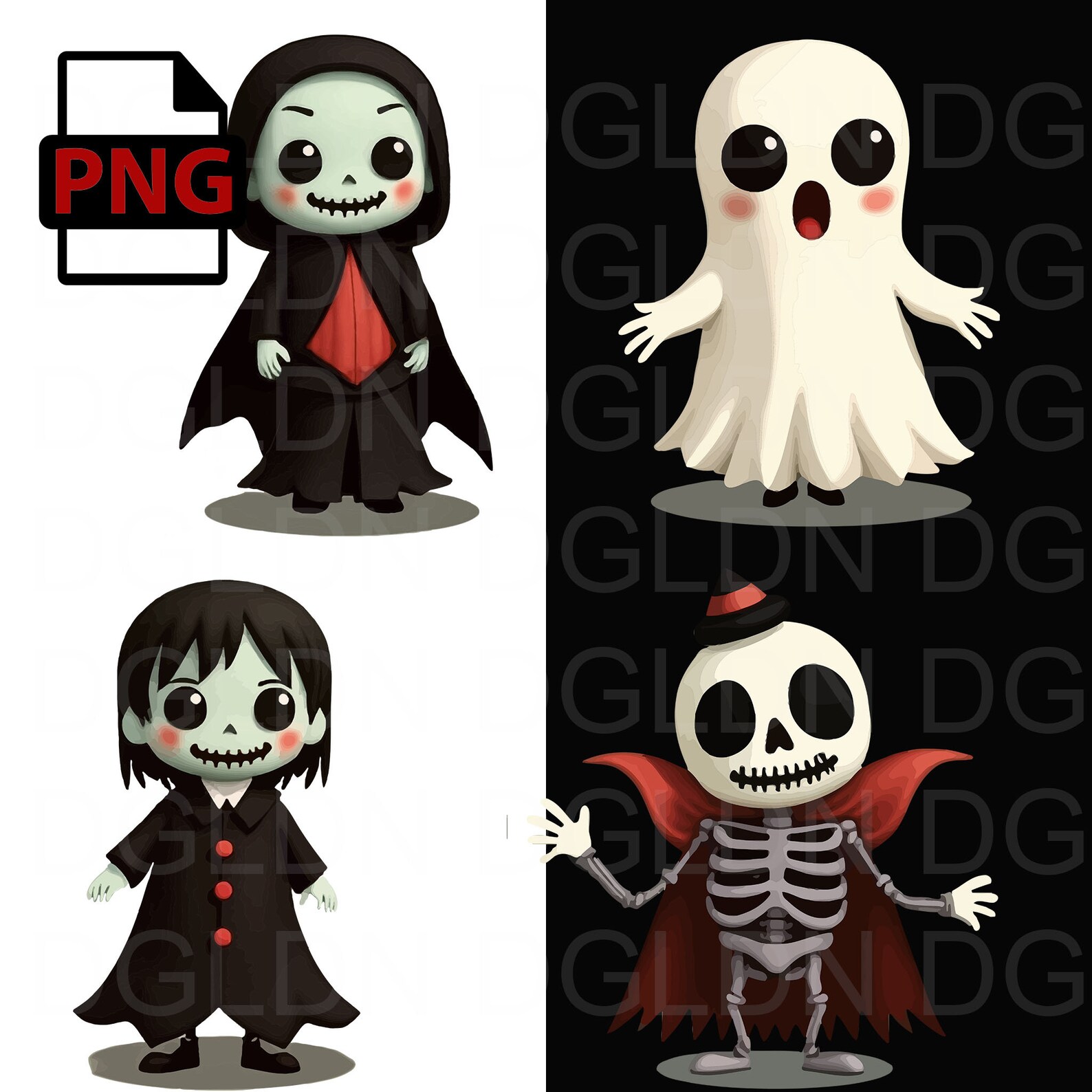 Adorable Halloween Clipart Collection | Cute Ghosts, Skeletons, Witches ...