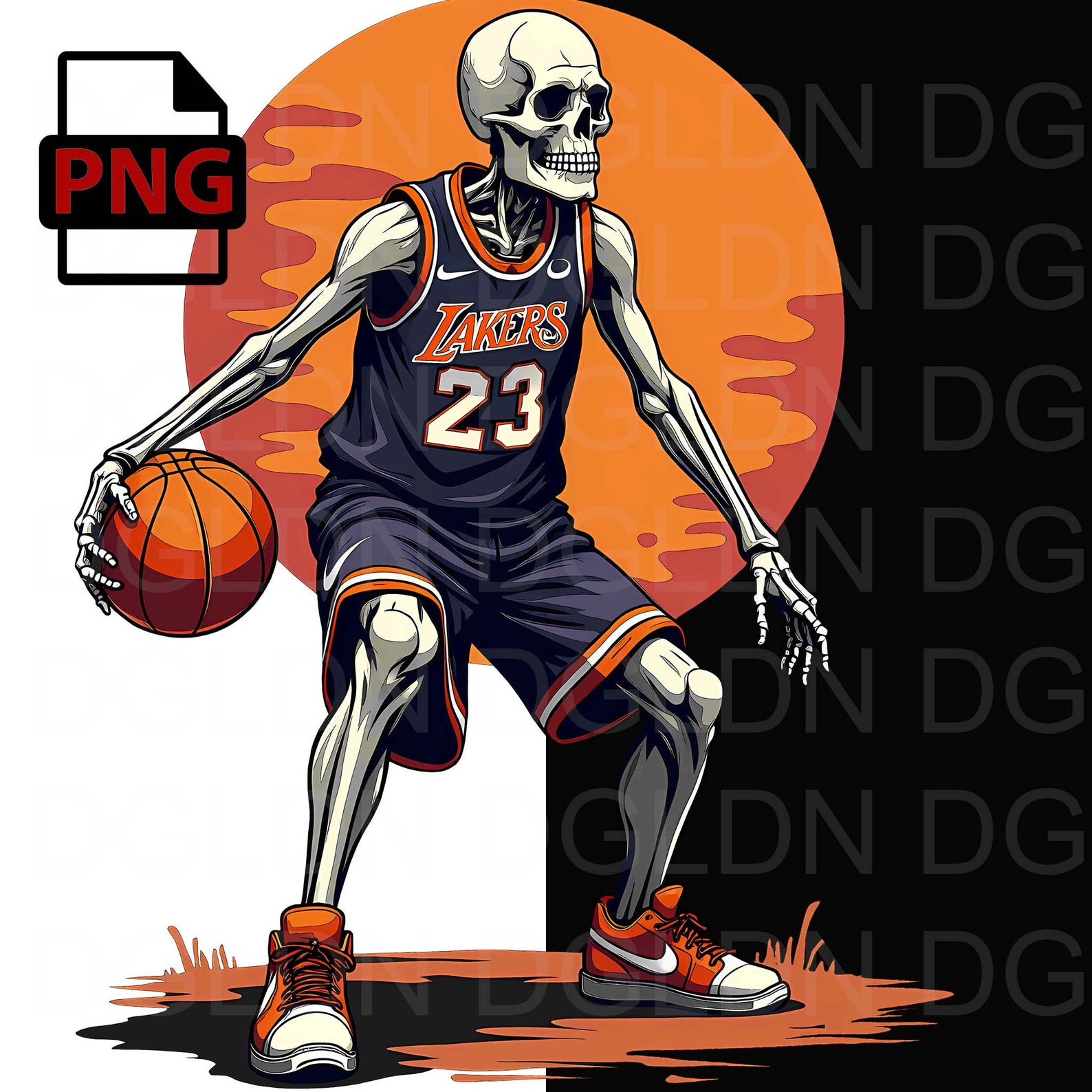 Skeleton Basketball Art PNG | Basketball Skeleton Illustration ...