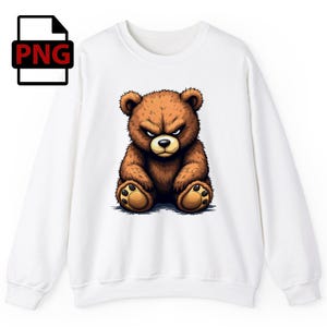 Grumpy Bear Digital Download PNG | Cute Angry Bear Illustration for ...