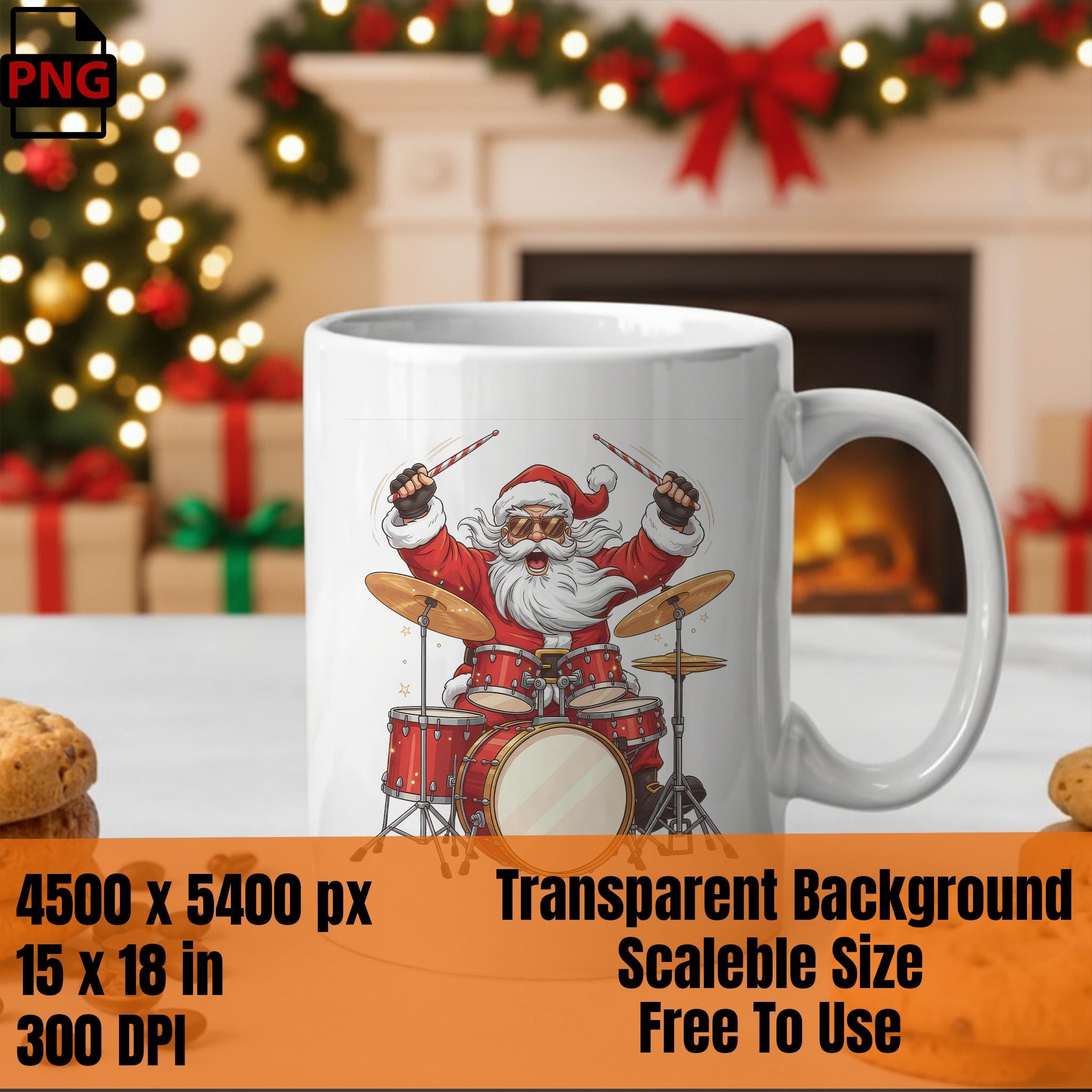 Rock Band Santa PNG Bundle – Christmas Music Clipart Set of 3 – Santa ...