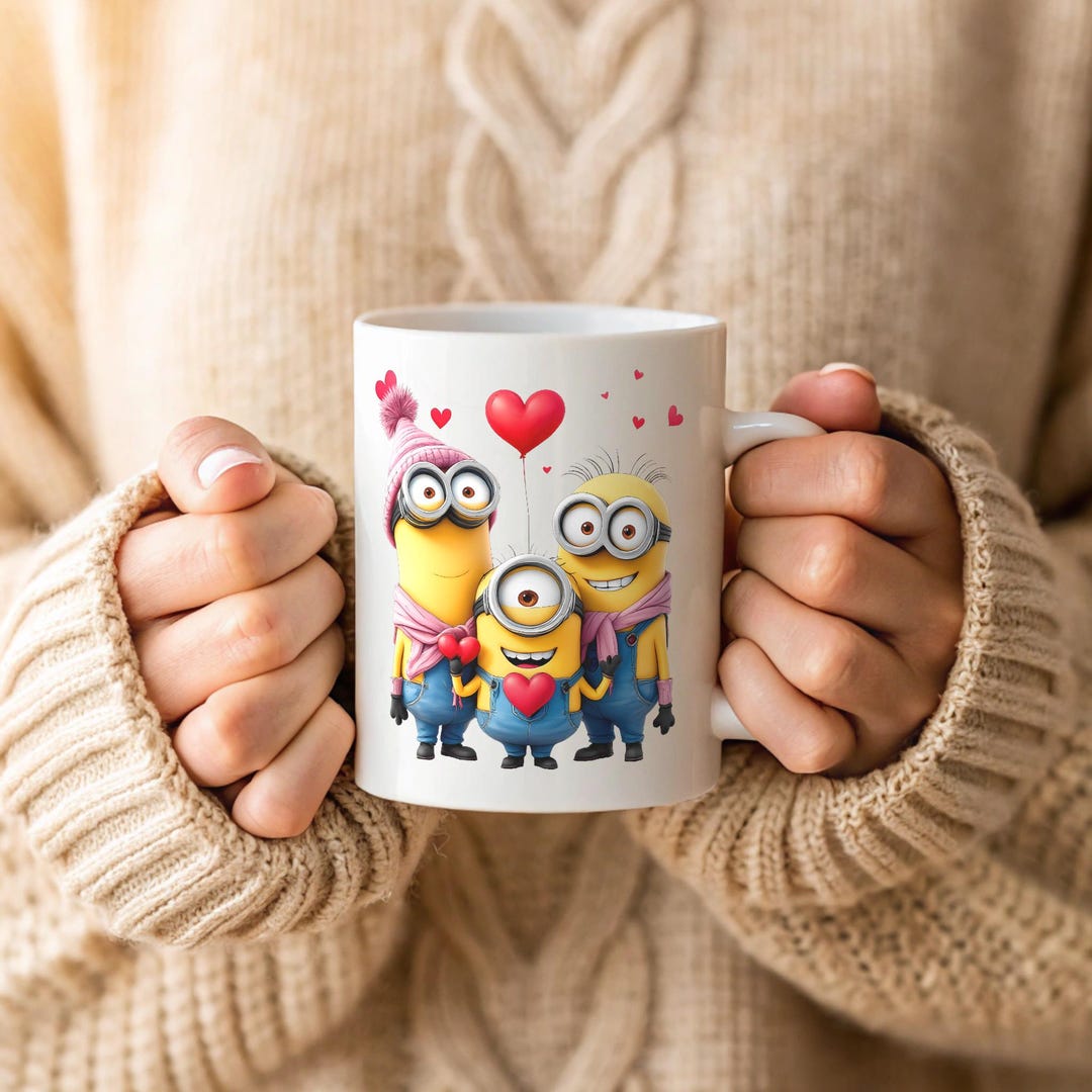 Valentine's Day Minions Mug, Cute Cup, Funny Minion Characters, Coffee ...