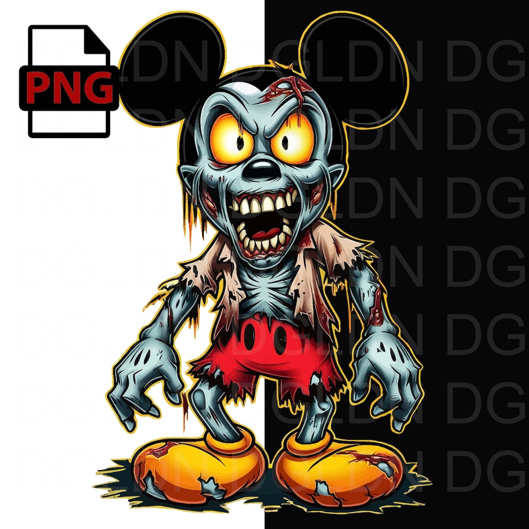 High-resolution Zombie Mickey Mouse Sublimation PNG Design - Instant ...