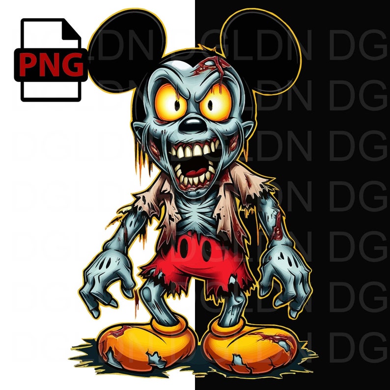 High-resolution Zombie Mickey Mouse Sublimation PNG Design - Instant ...