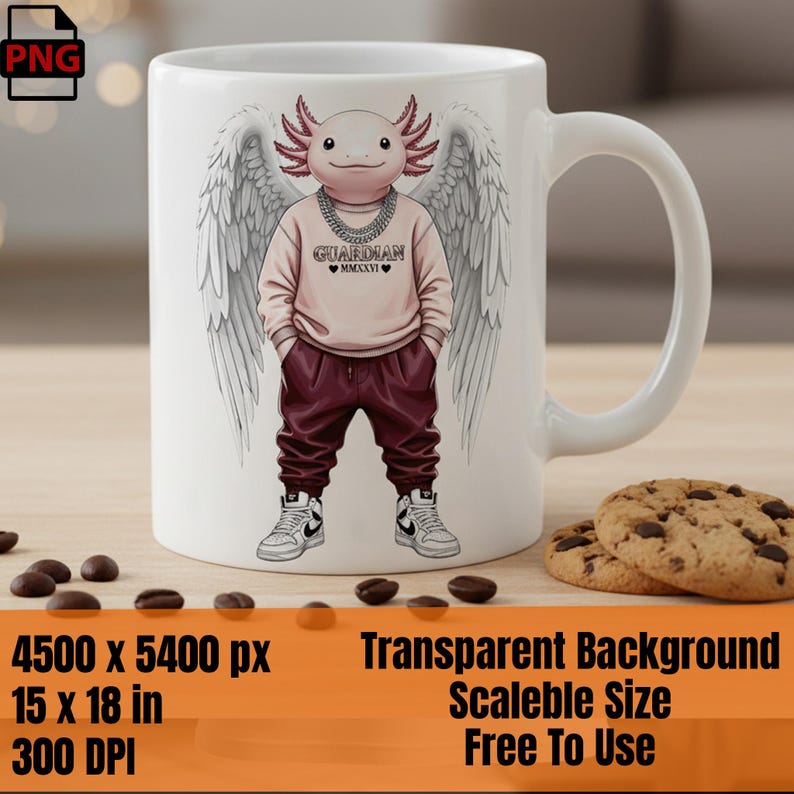 Valentine Axolotl Angel PNG — Kawaii Winged Axolotl Clipart for Shirts ...