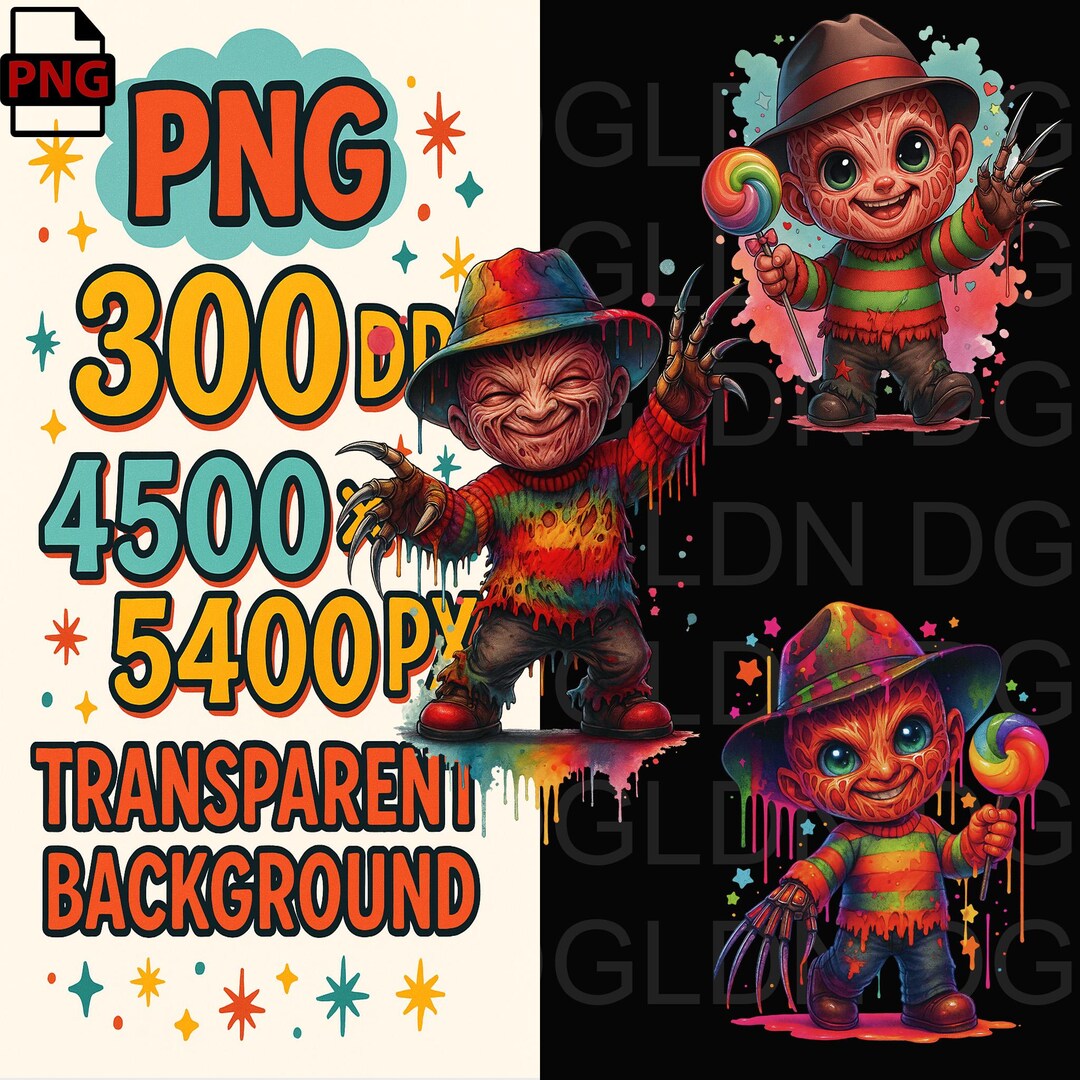Horror PNG Bundle – 3 Spooky Cute Chibi Slasher Designs | Cute Freddy ...