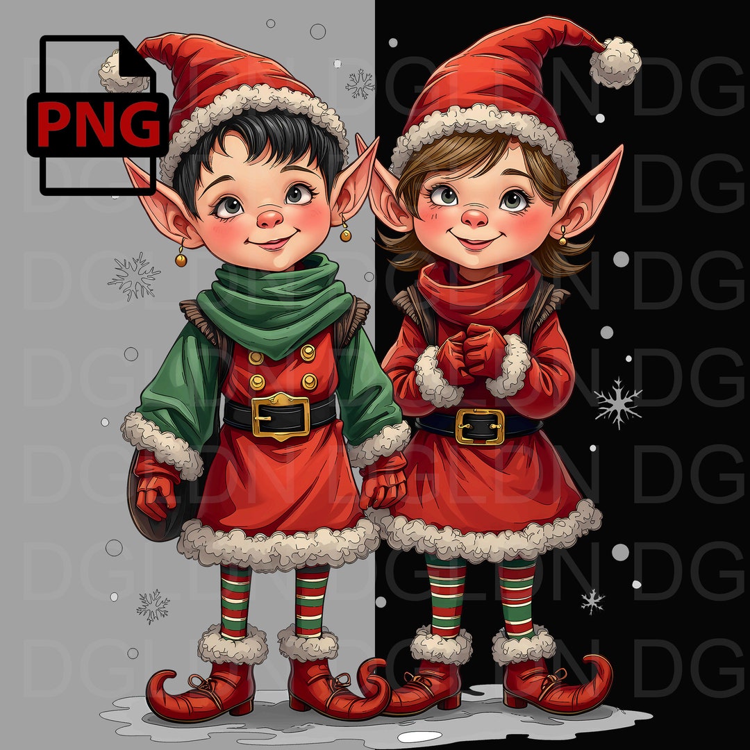 Christmas Elf Clipart – Cute Elf PNG Digital Download – Festive Holiday ...