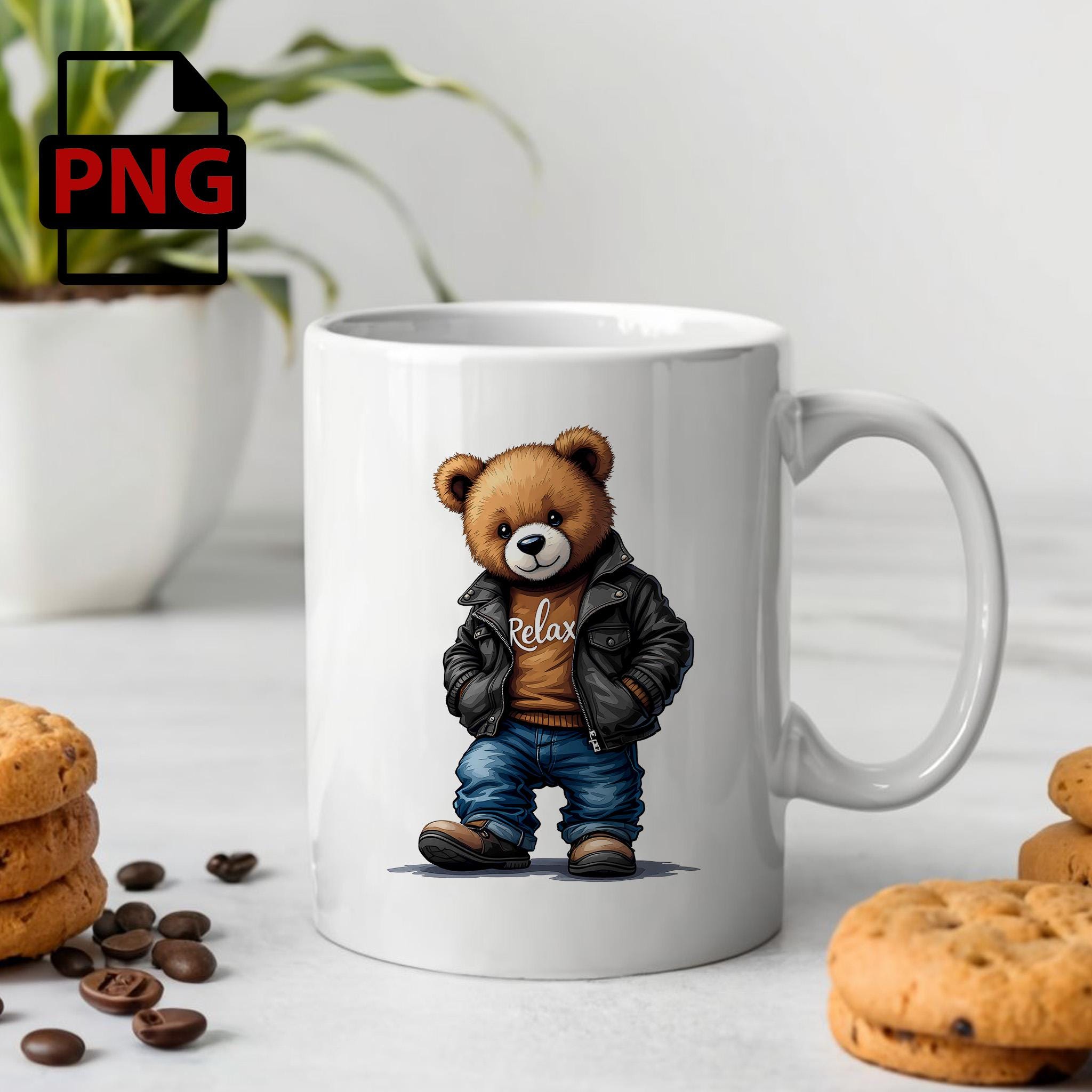 Cool Relax Teddy Bear PNG | Digital Download Clipart for Sublimation, T ...