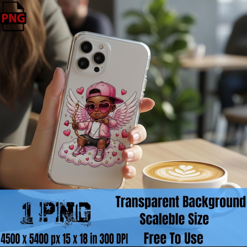 Black Toddler Cupid PNG Bundle | Urban Valentine Clipart | Streetwear ...