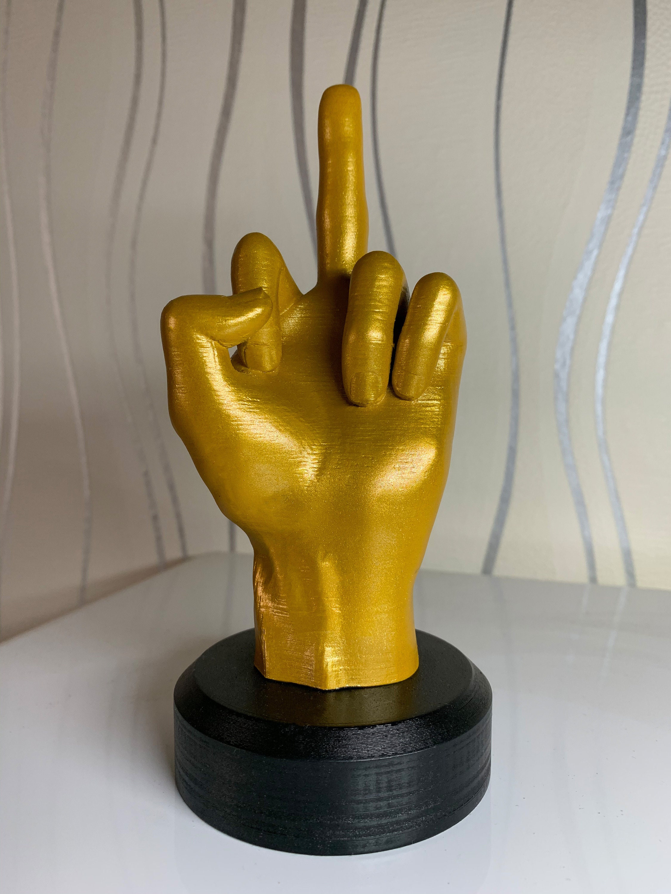 Large Middle Finger Statue 22 Cm, Unique Gift, Customizable Text ...