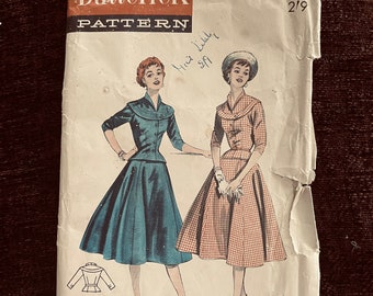 Vintage 1950s Butterick Dress Pattern 7619 - Etsy