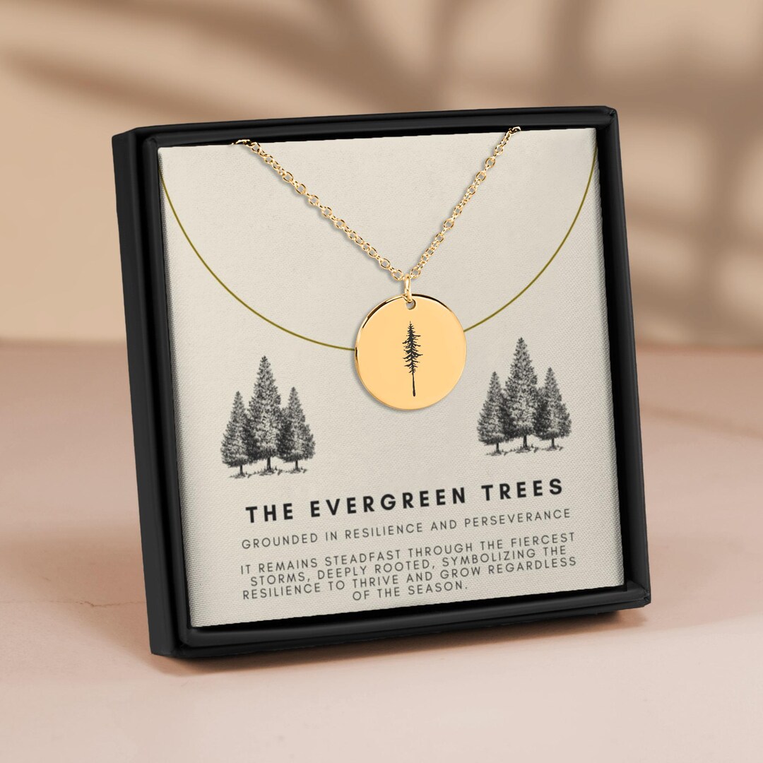Custom Evergreen Trees Necklace, 18k Gold Plated Pine Tree Necklace ...