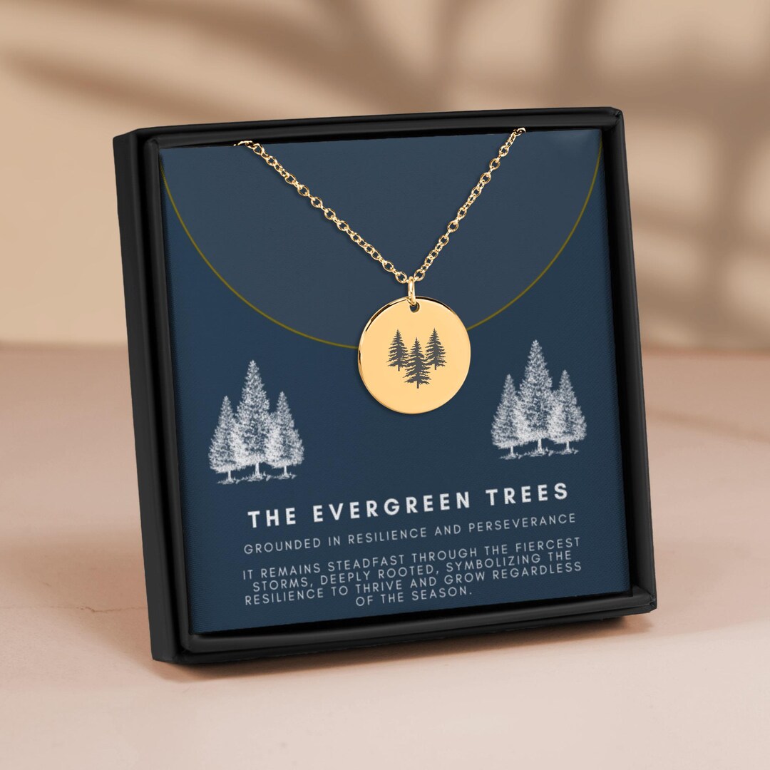 Custom Evergreen Trees Necklace, 18k Gold Plated Pine Tree Necklace ...