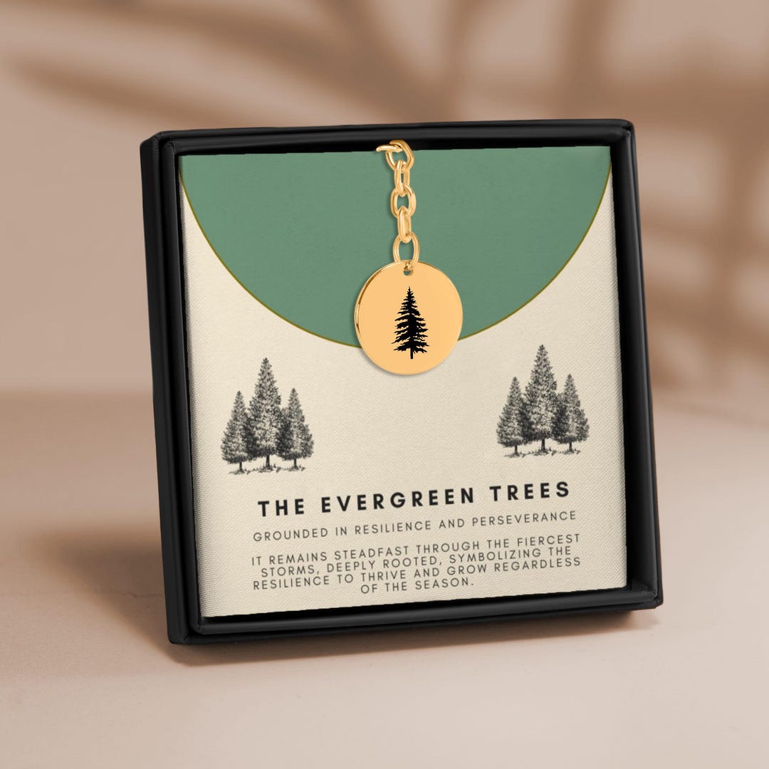 Custom Evergreen Trees Keychain, 18k Gold Plated Pine Tree Keychain ...