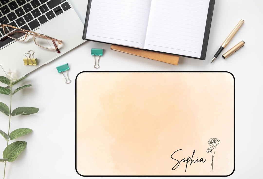 Custom Birth Flower and Name Mousepad, Personalized Desk Mat, Extra ...