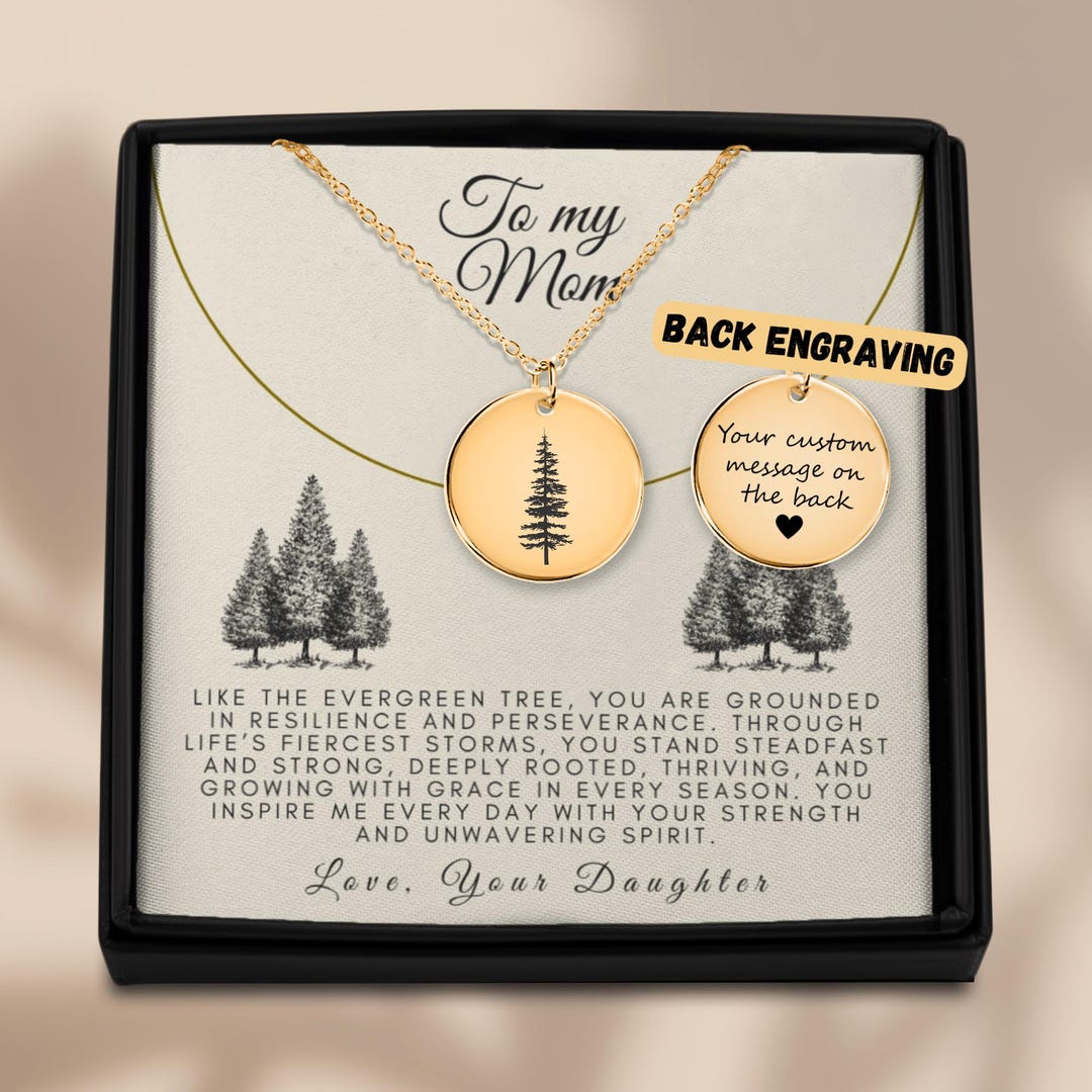 To My Mom Custom Evergreen Trees Necklace, Gold Pine Tree Necklace ...