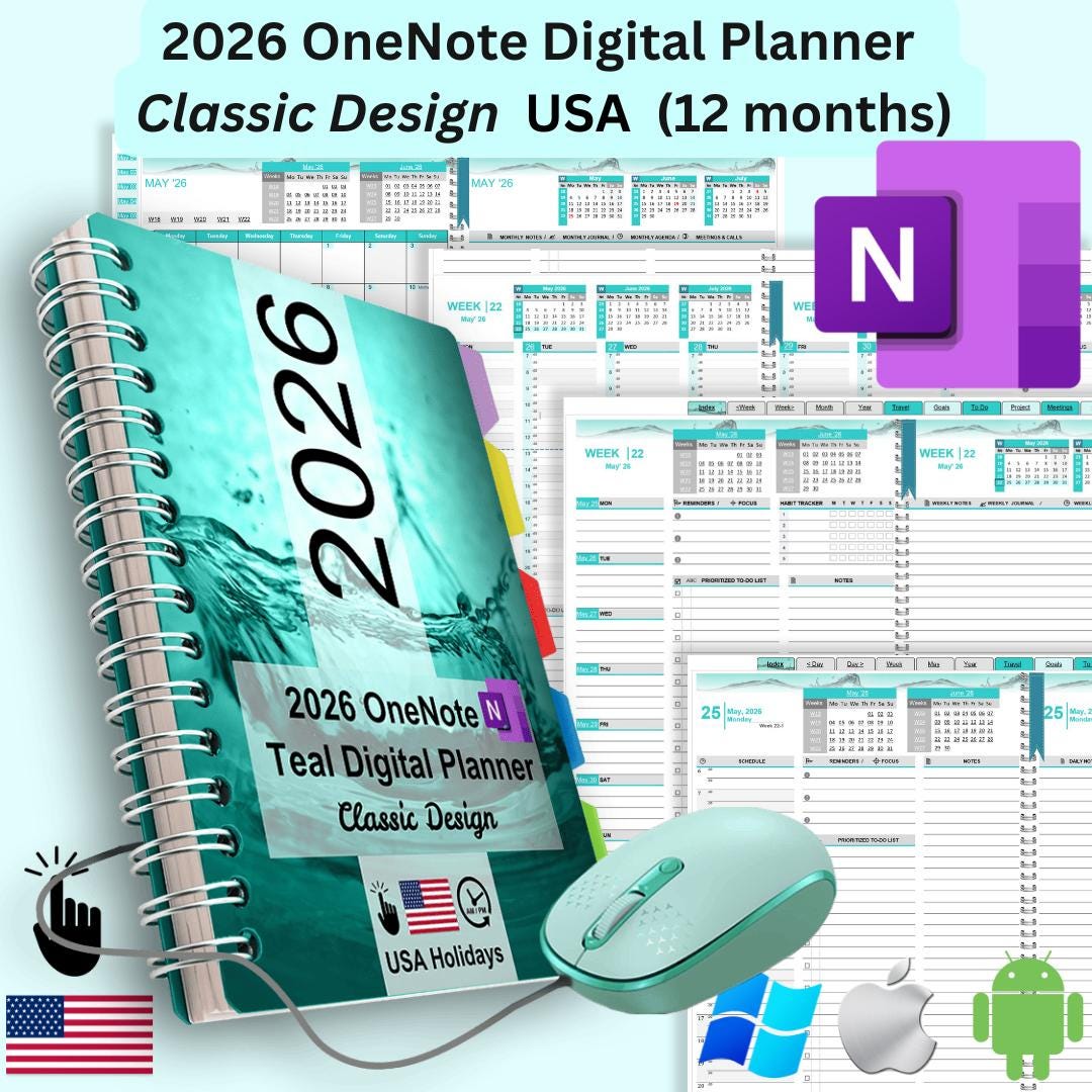 Dated Hyperlinked 2026 Digital Onenote Planner – Compatible With ...