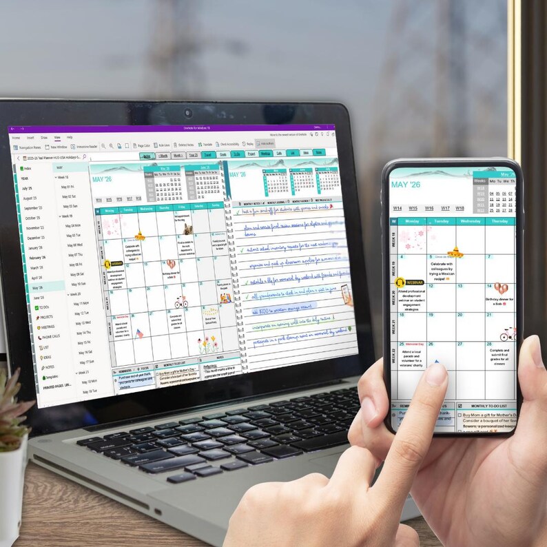 2025-26 Onenote Planner: Hyperlinked Digital Calendar (ipad, Windows ...