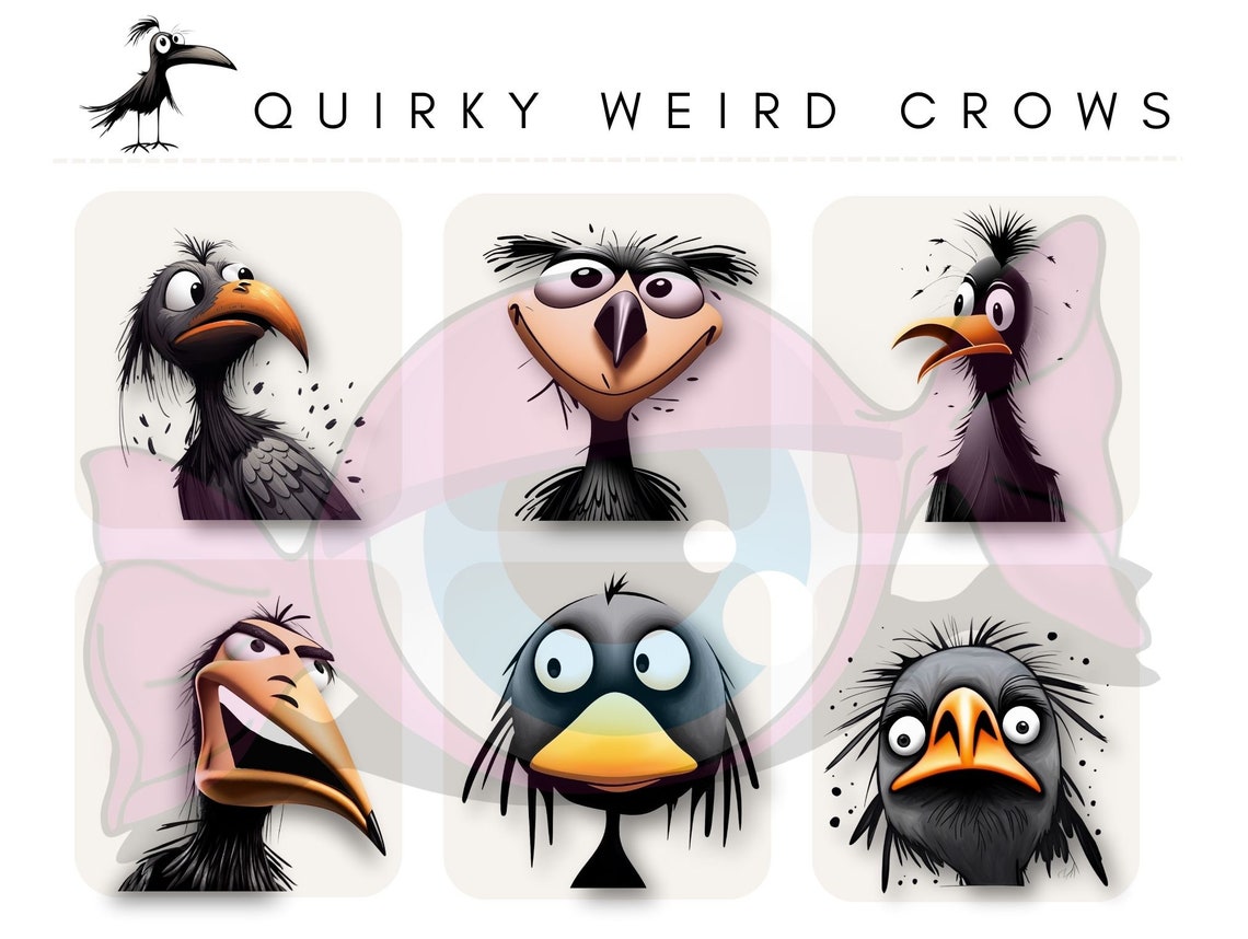 Quirky Crows Clipart | Whimsical Crows Clip Art | Kawaii Crow | Cute ...