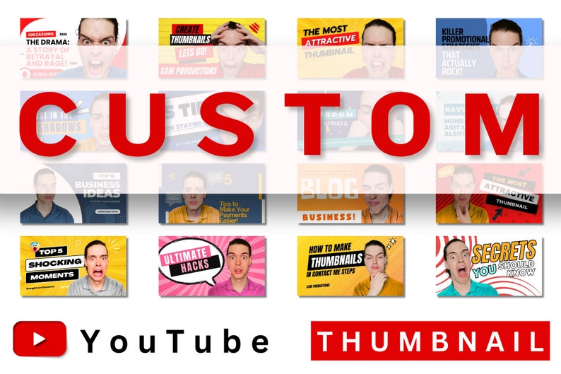 Custom Youtube THUMBNAIL Design Design Thumbnails Custom Made Unique ...