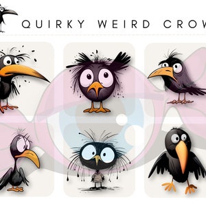 Quirky Crows Clipart | Whimsical Crows Clip Art | Kawaii Crow | Cute ...