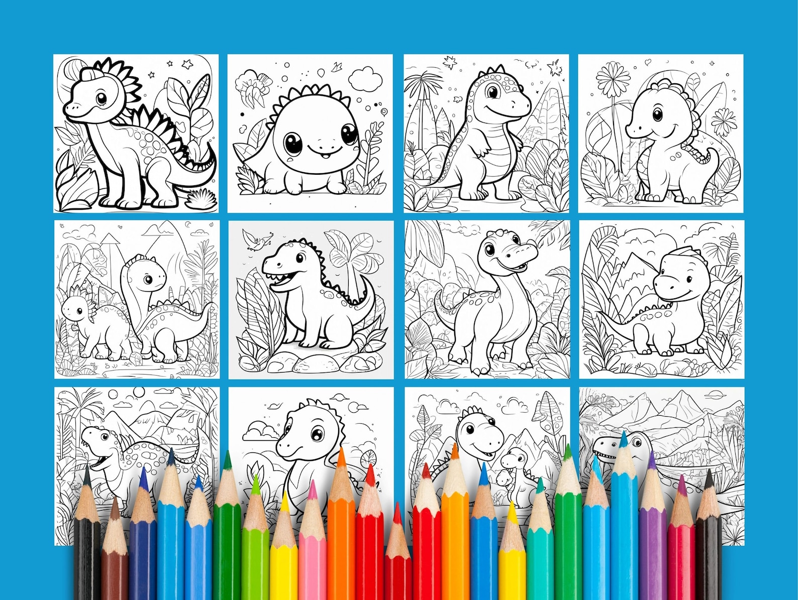 Coloring Dinosaurs Pages Fun Playful Dinosaurs Coloring Sheets Kids ...