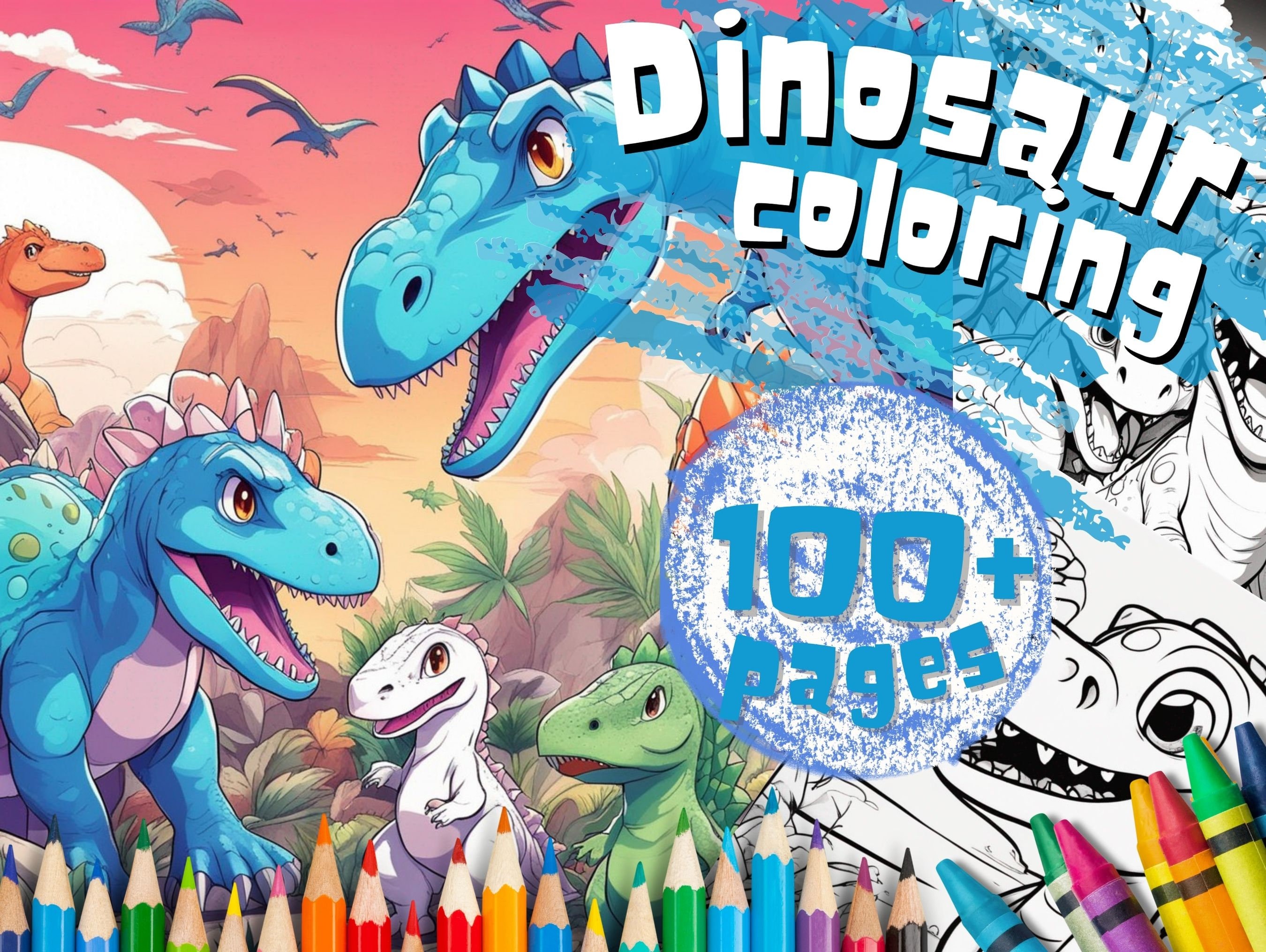 Coloring Dinosaurs Pages Fun Playful Dinosaurs Coloring Sheets Kids ...