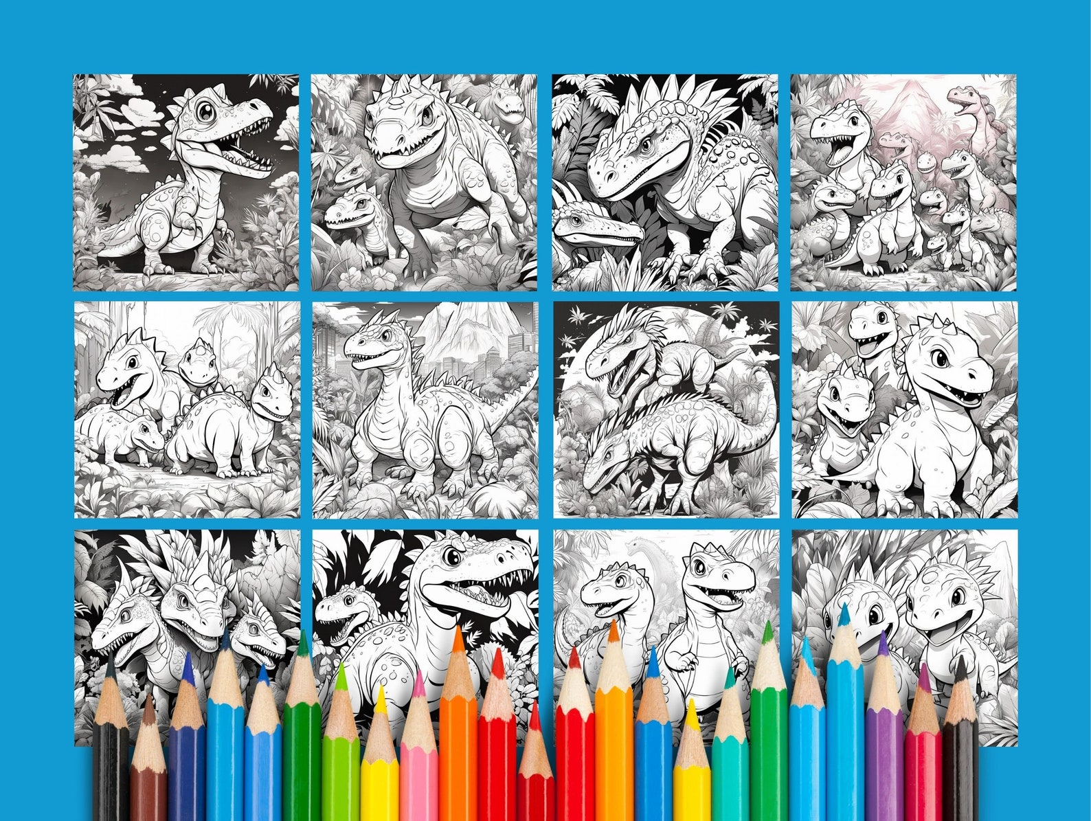 Coloring Dinosaurs Pages Fun Playful Dinosaurs Coloring Sheets Kids ...