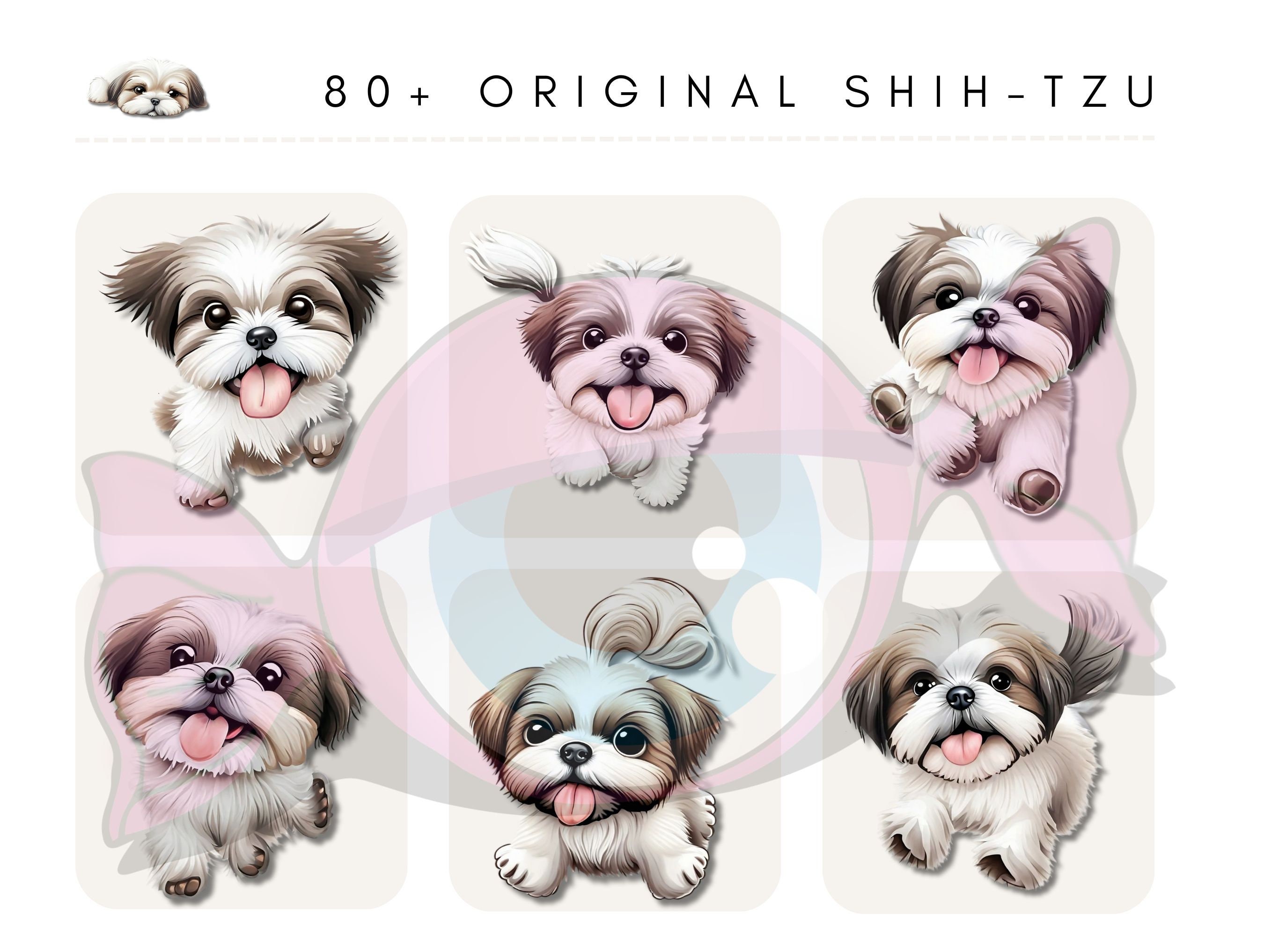 Shih-tzu Quirky Whimsical Shih-tzu Clip Art Kawaii Shih-tzu Dog Cute ...