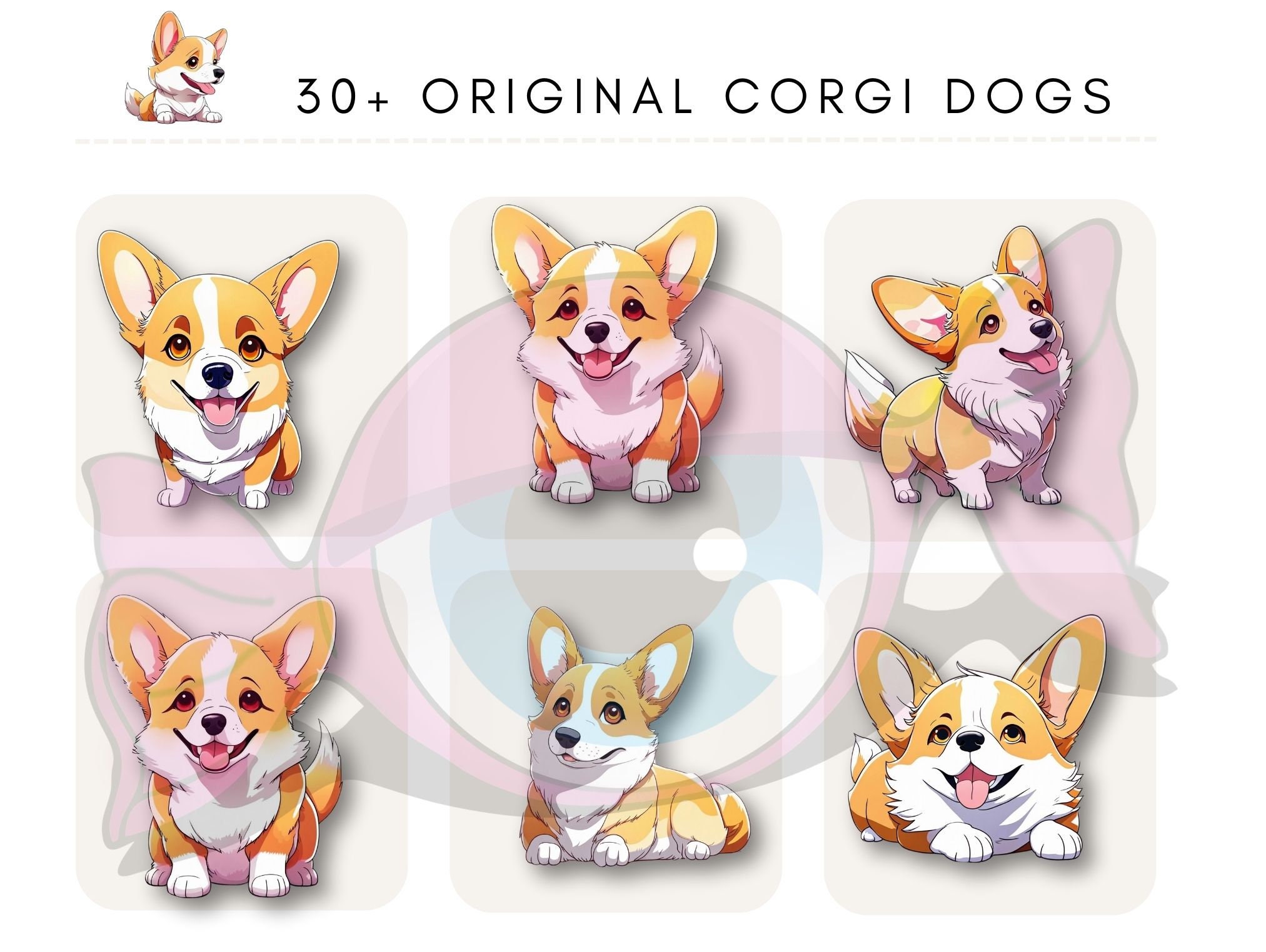Quirky Corgi | Whimsical Corgi Clip Art | Kawaii Corgi Dog | Cute ...