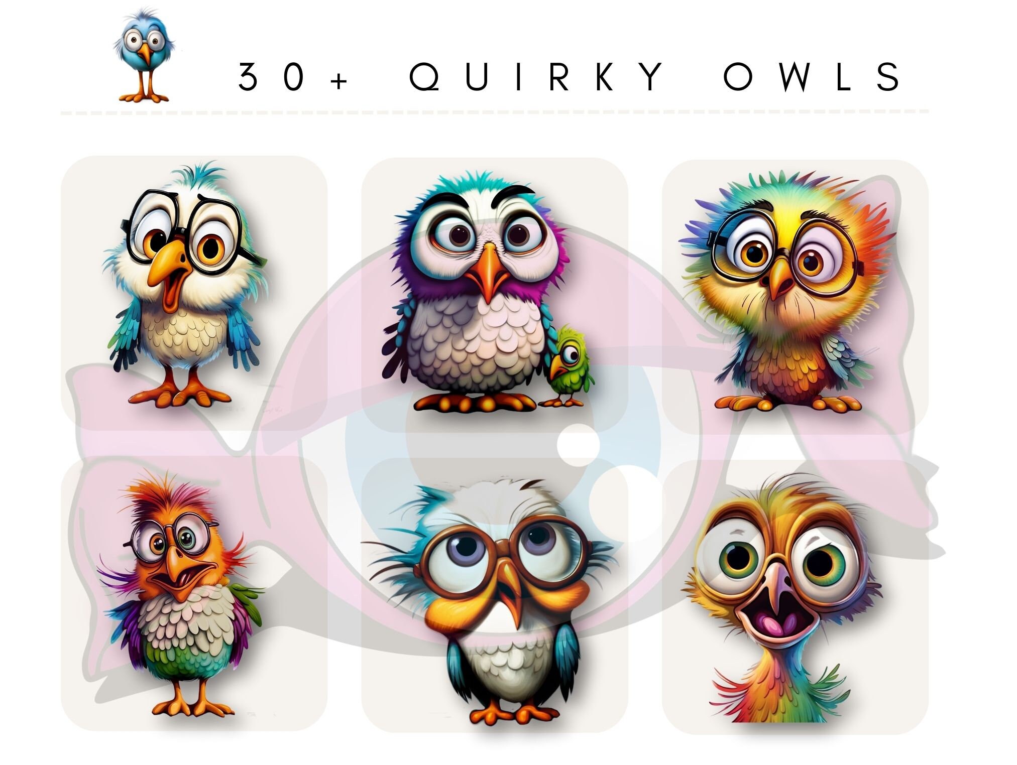 Quirky Owls Clipart | Whimsical Owls Clip Art | Kawaii Owl | Cute ...