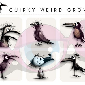 Quirky Crows Clipart | Whimsical Crows Clip Art | Kawaii Crow | Cute ...