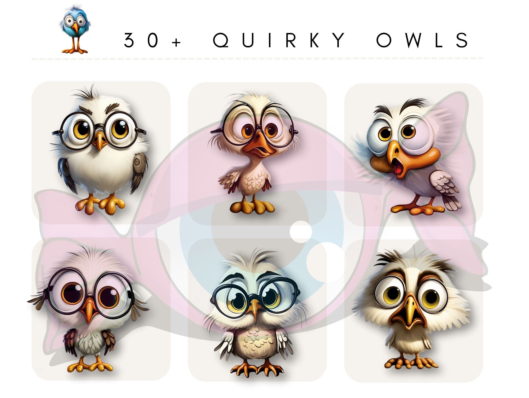 Quirky Owls Clipart | Whimsical Owls Clip Art | Kawaii Owl | Cute ...