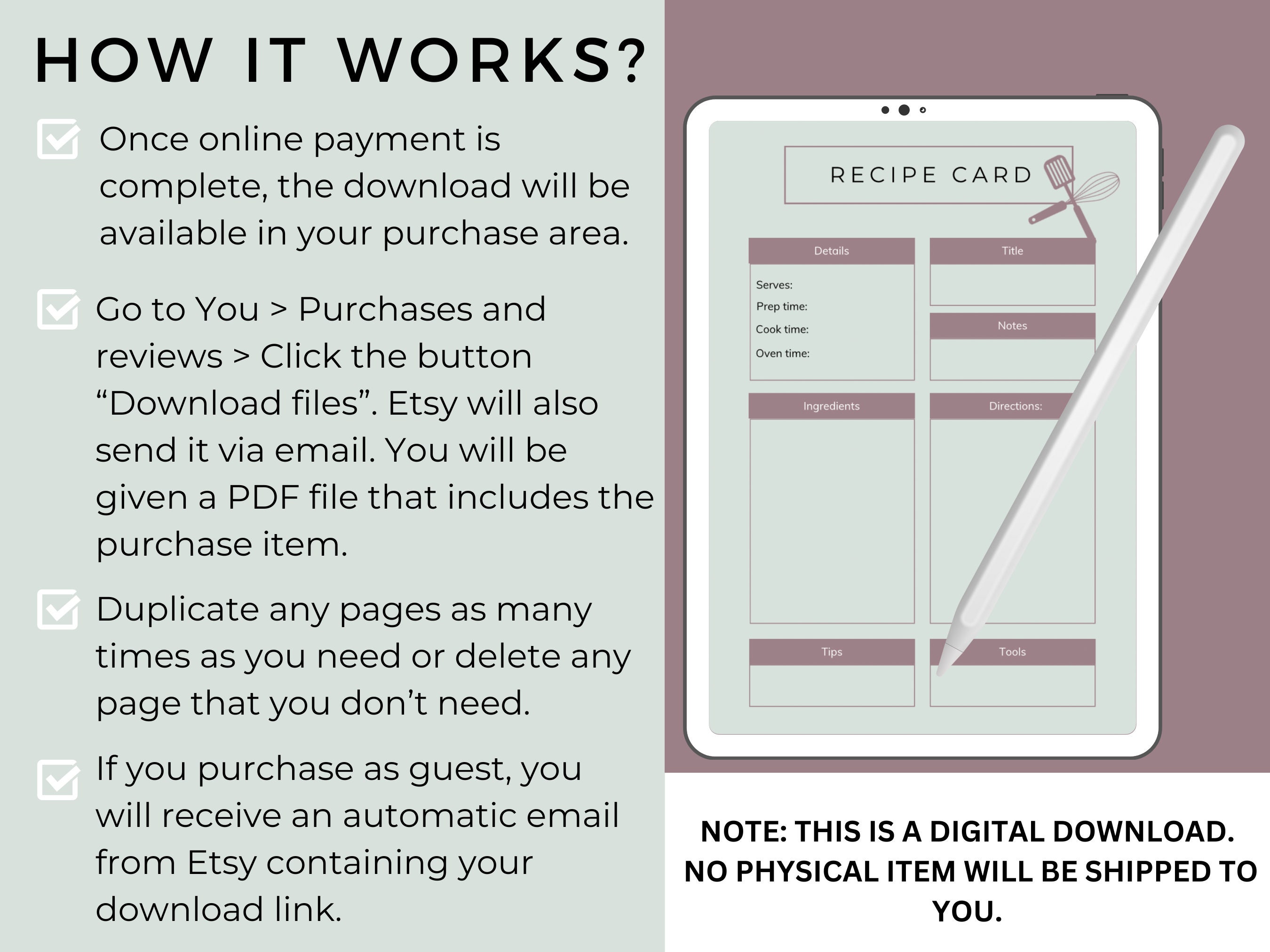 Recipe Card Printable Recipe Card Bundle Recipe Sheet A4 Size 26 Pages ...
