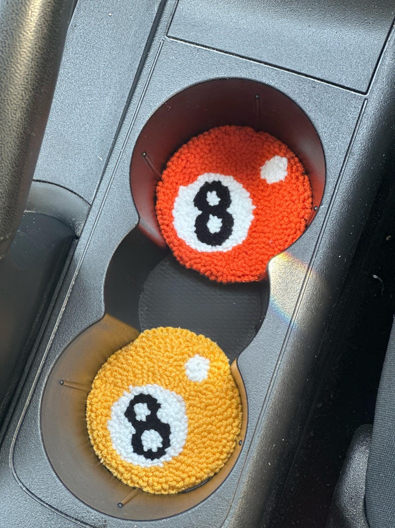 Punch Needle 8 Ball Car Coaster, Retro Billiard Decor - Etsy