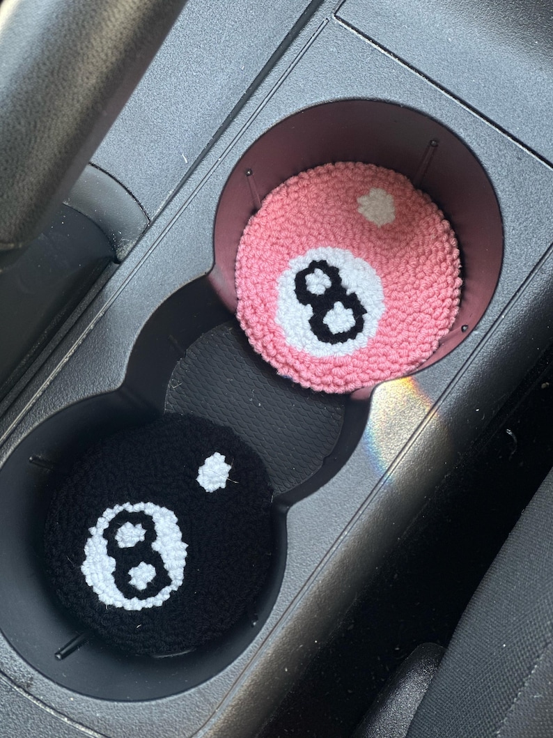 Punch Needle 8 Ball Car Coaster, Retro Billiard Decor - Etsy