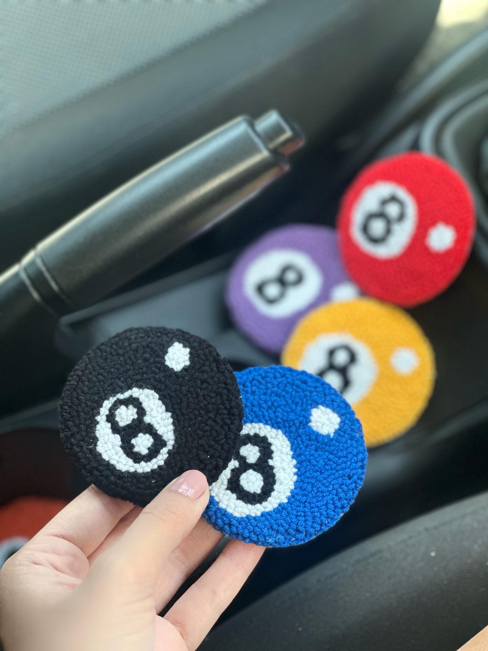 Punch Needle 8 Ball Car Coaster, Retro Billiard Decor - Etsy
