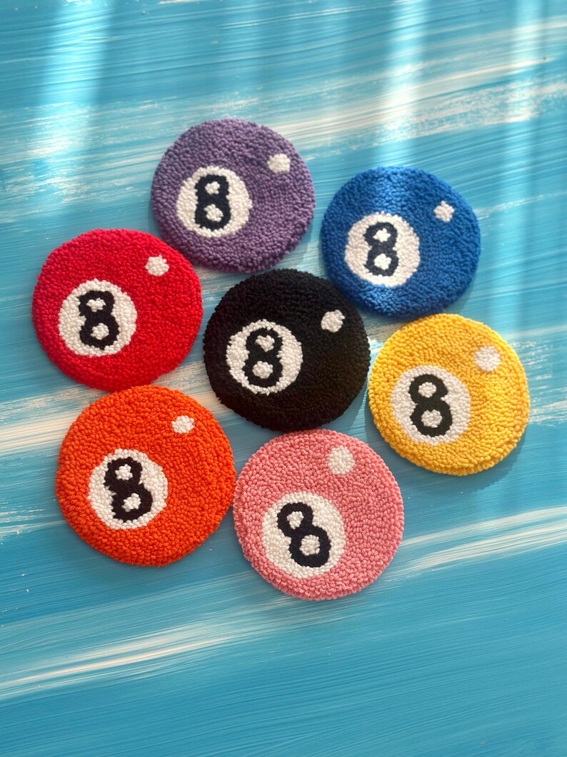8 Ball Mug Rug Coaster, Punch Needle Billiard Decor - Etsy UK