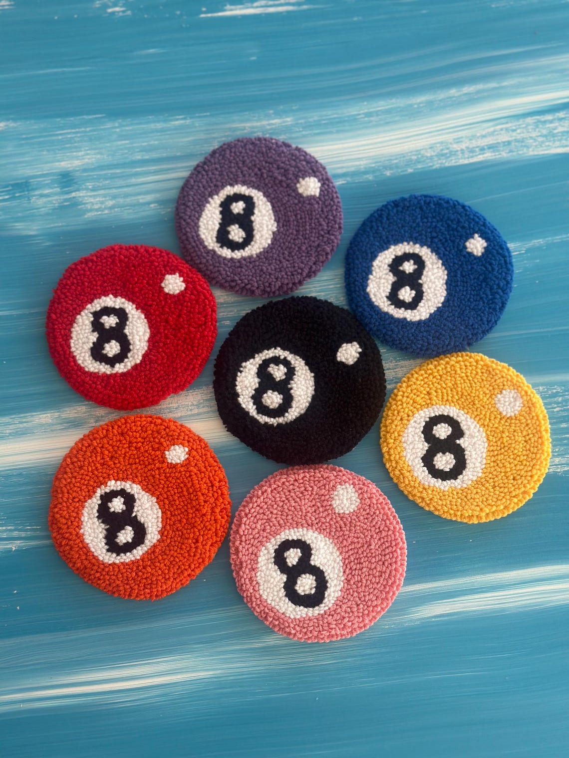 8 Ball Mug Rug Coaster, Punch Needle Billiard Decor - Etsy