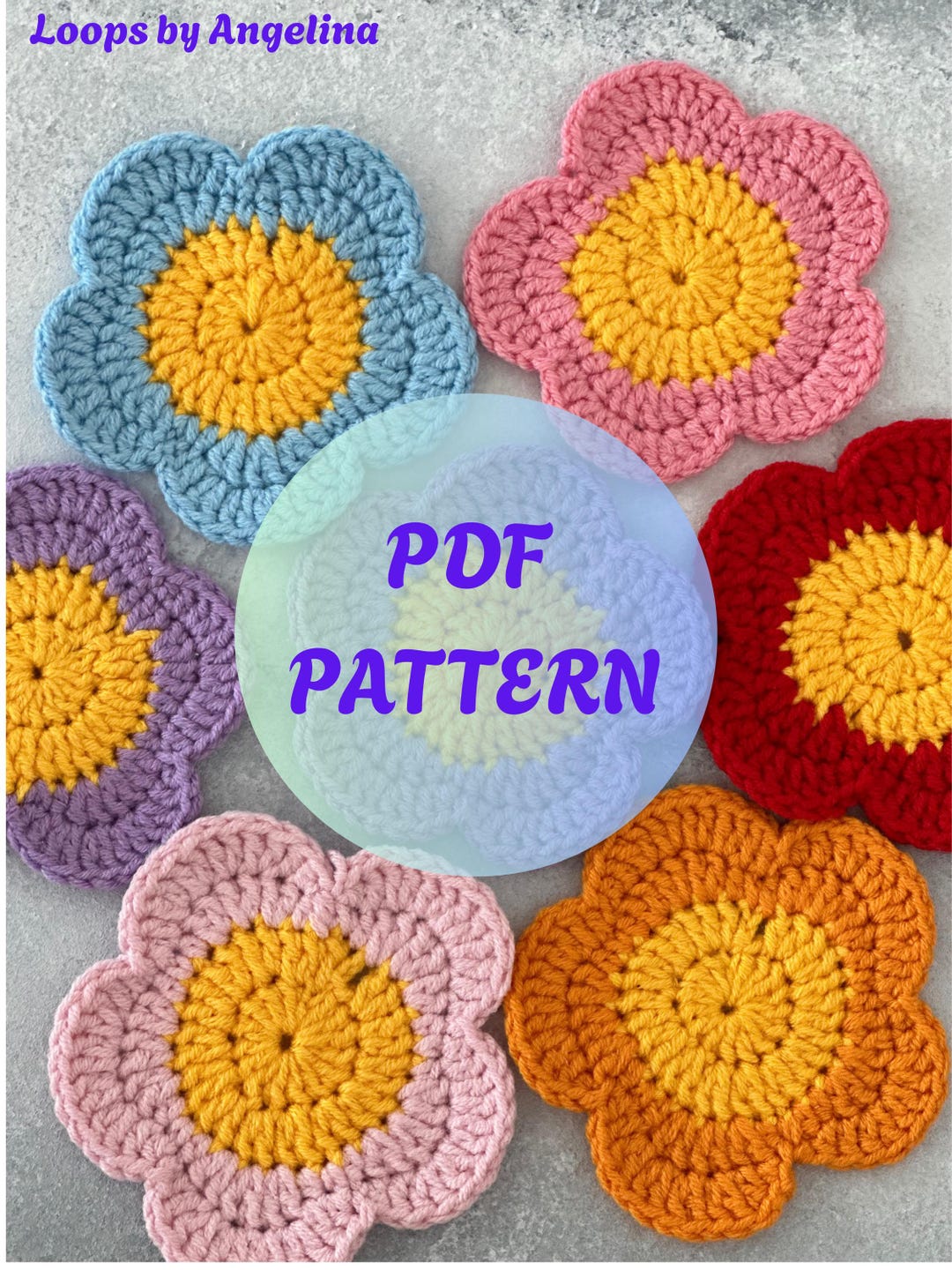 Flower Car Coaster Crochet Pattern, Beginner Tutorial (PDF Download) - Etsy