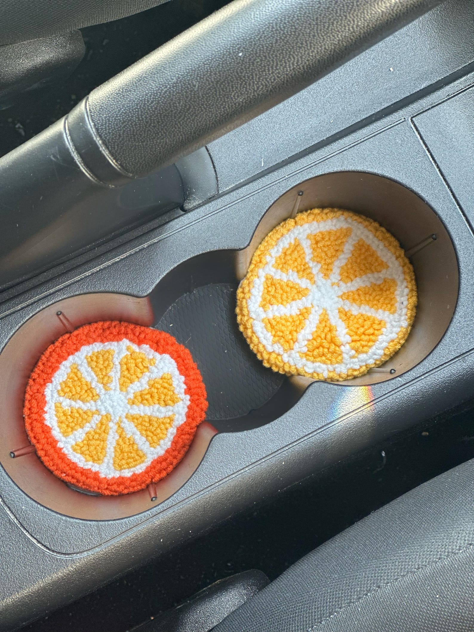 Lime Orange Punch Needle Y2K Car Coasters, Fruit Checkerboard Cute Auto ...